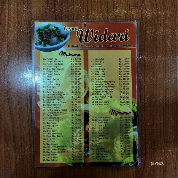 Depot Widari Jalan Kawi Legenda Kuliner Malang – akulily
